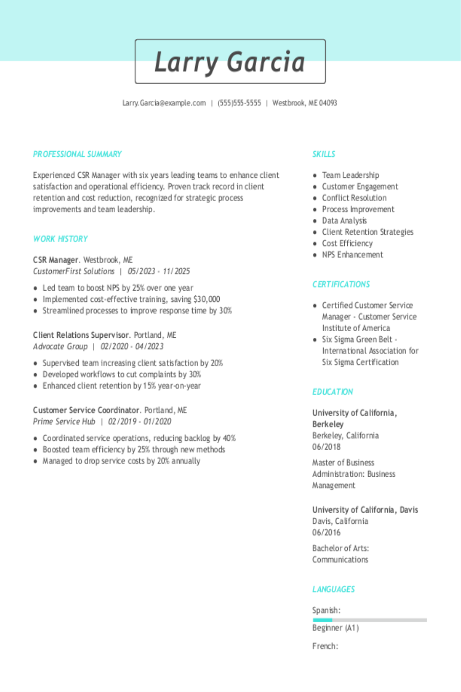 4 CSR Manager Resume Examples, Templates, & Tips for 2025