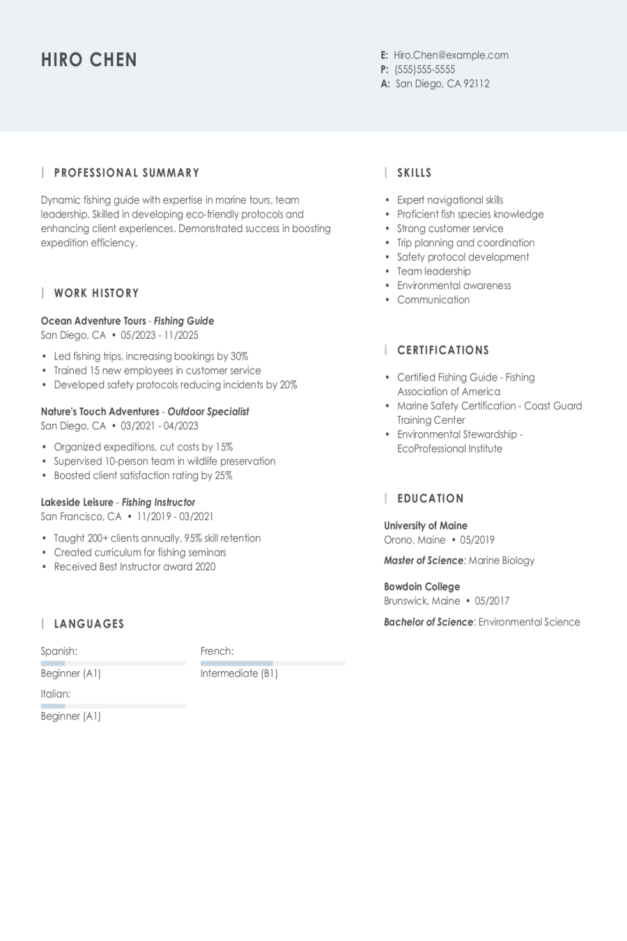 4 Fishing Guide Resume Examples, Templates, & Tips for 2025