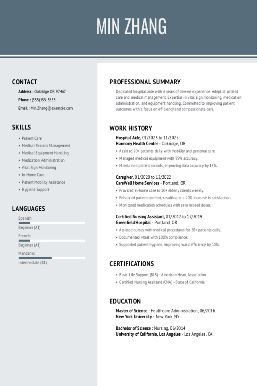 Hospital Aide Sample Resume Allied Health Resume Crisp Resumes