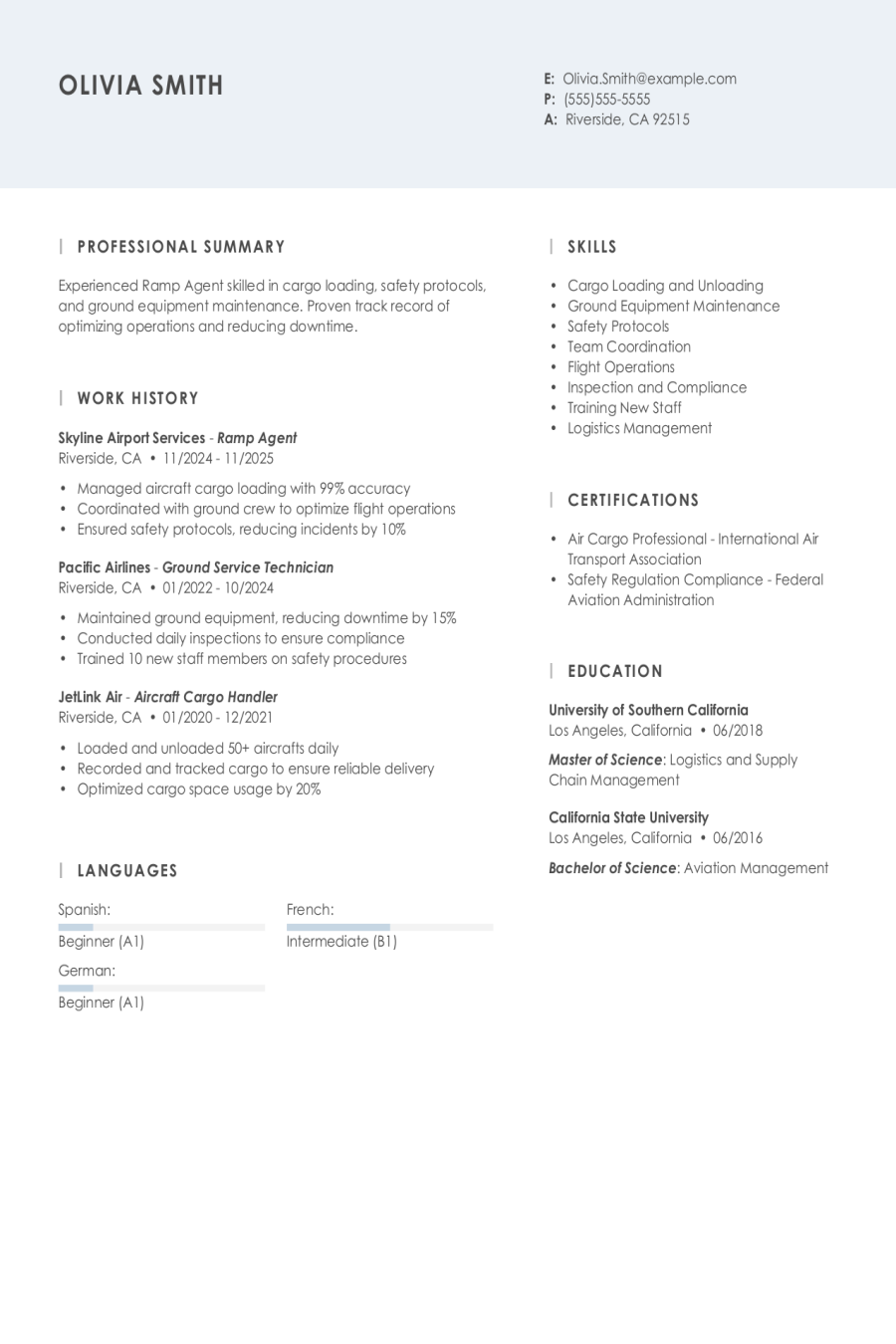 4 Ramp Agent Resume Examples, Templates, & Tips for 2026