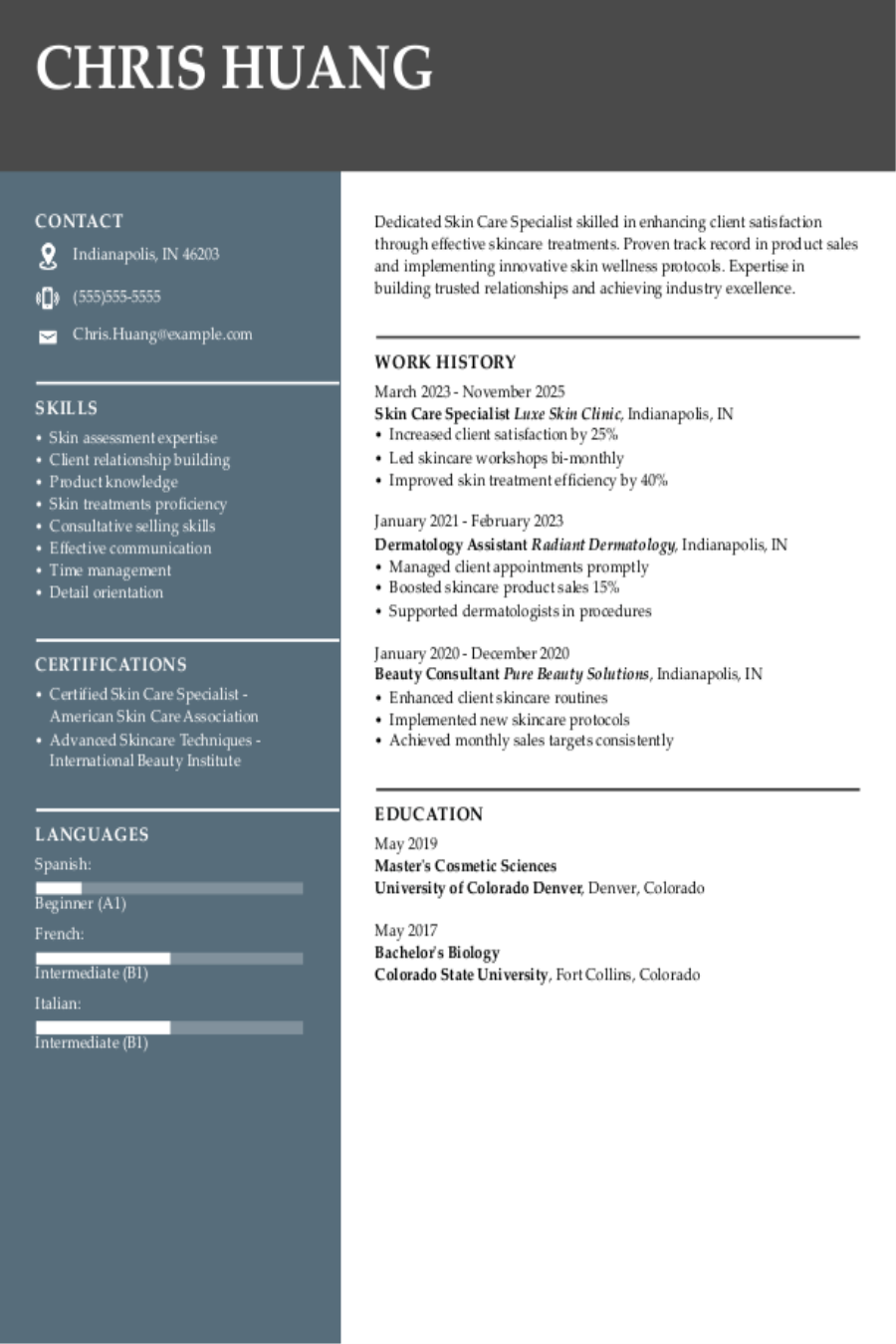 4 Skin Care Specialist Resume Examples, Templates, & Tips for 2026