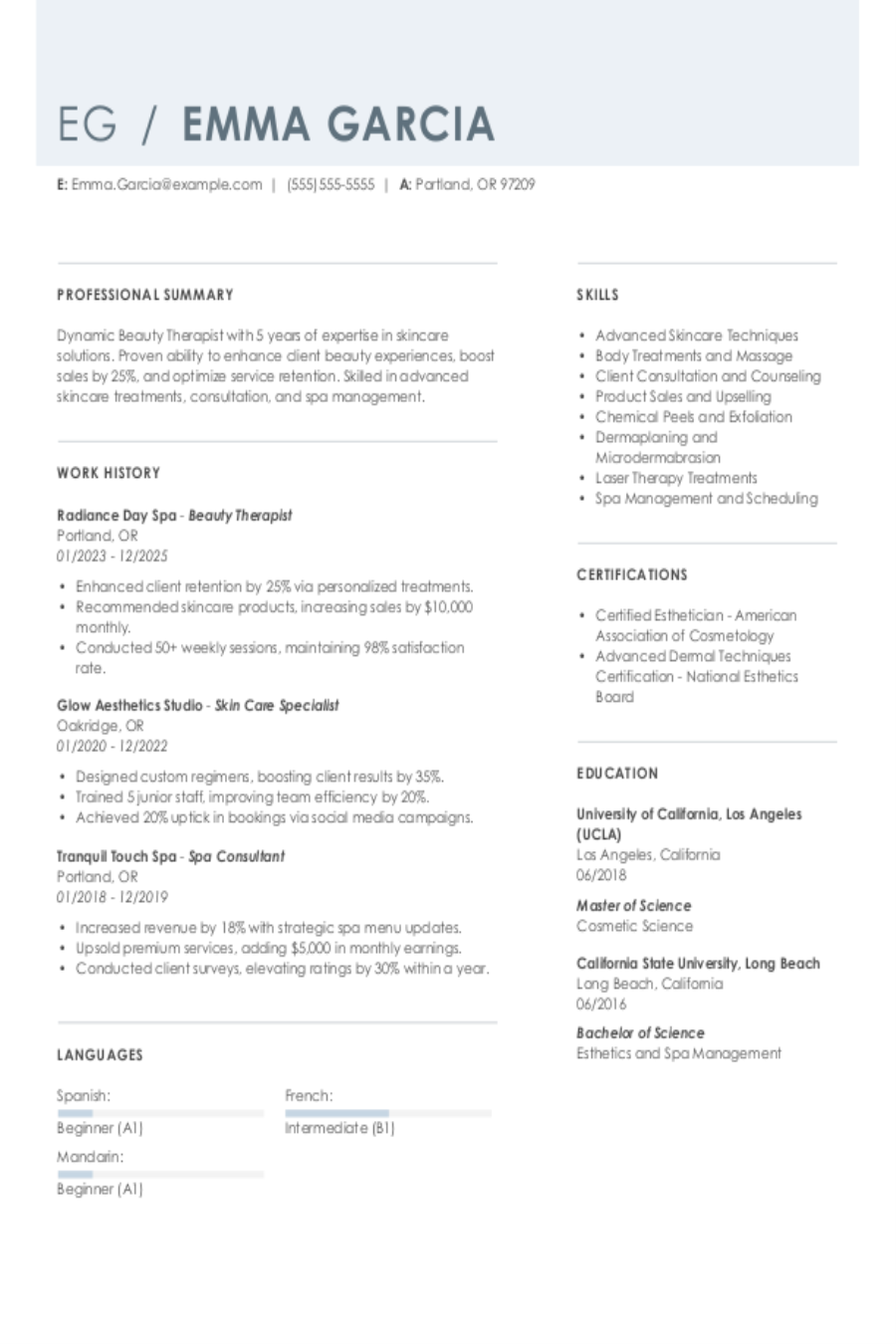 4 Beauty Therapist Resume Examples, Templates, & Tips for 2026