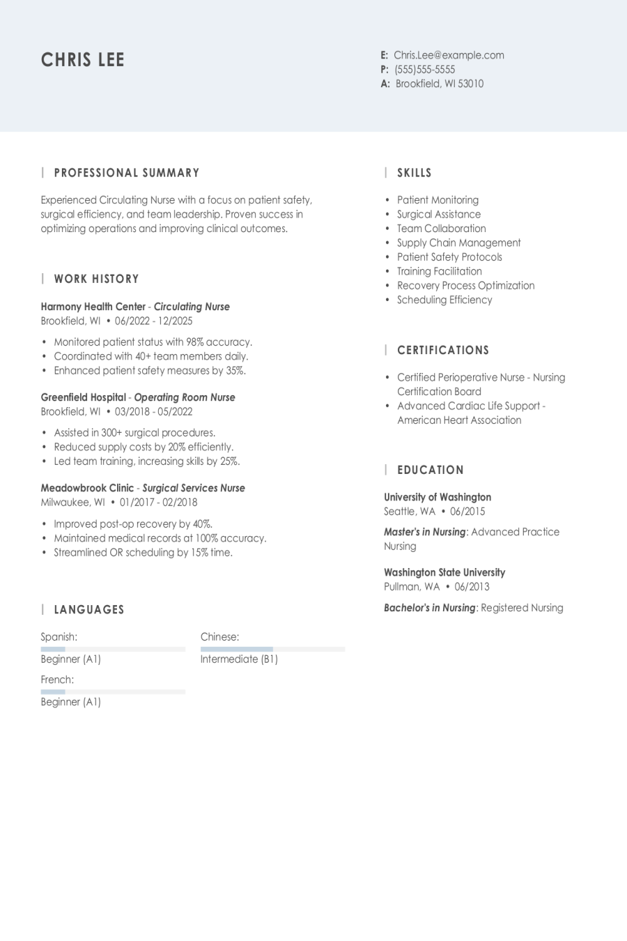 4 Circulating Nurse Resume Examples, Templates, & Tips for 2026