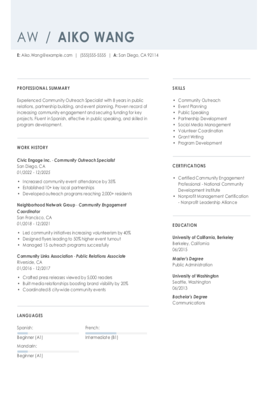 4 Community Outreach Specialist Resume Examples, Templates, & Tips for 2026