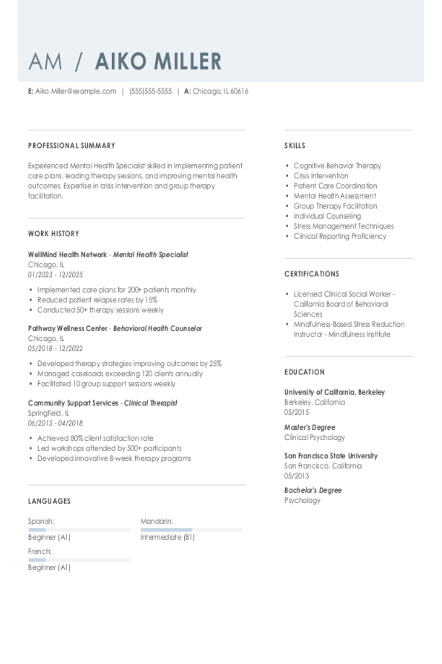 4 Mental Health Resume Examples, Templates, & Tips for 2026