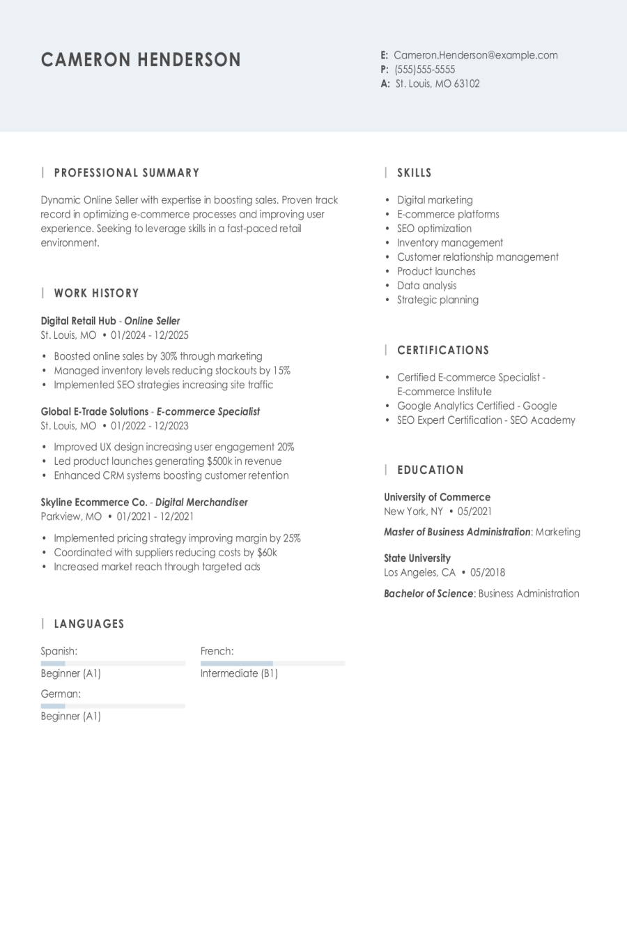 4 Online Seller Resume Examples, Templates, & Tips for 2026