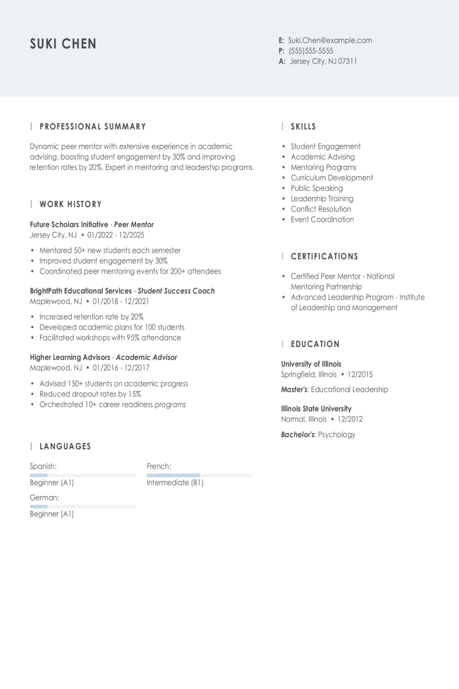 4 Peer Mentor Resume Examples, Templates, & Tips for 2026