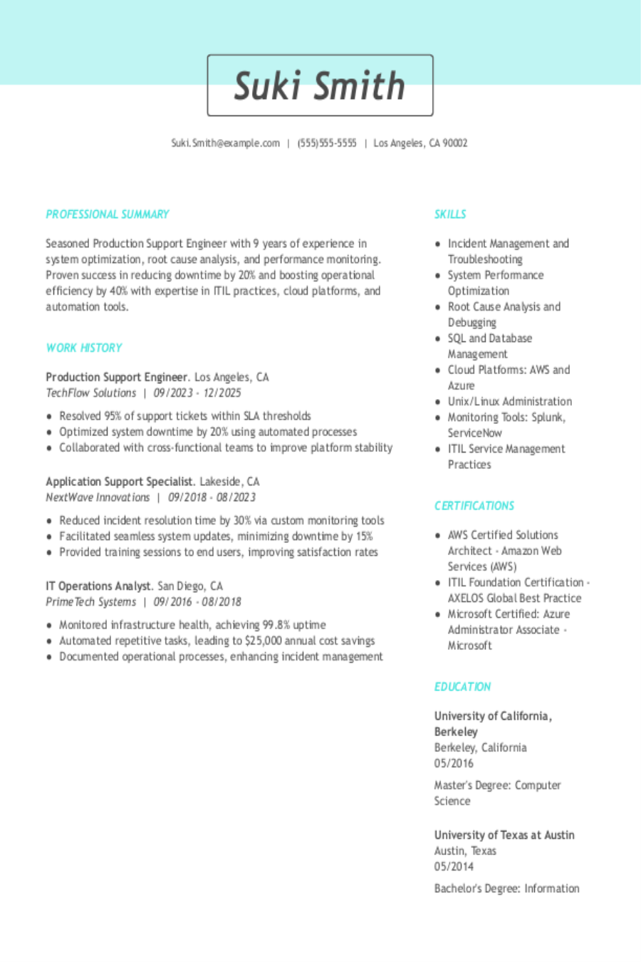 4 Production Support Engineer Resume Examples, Templates, & Tips for 2025