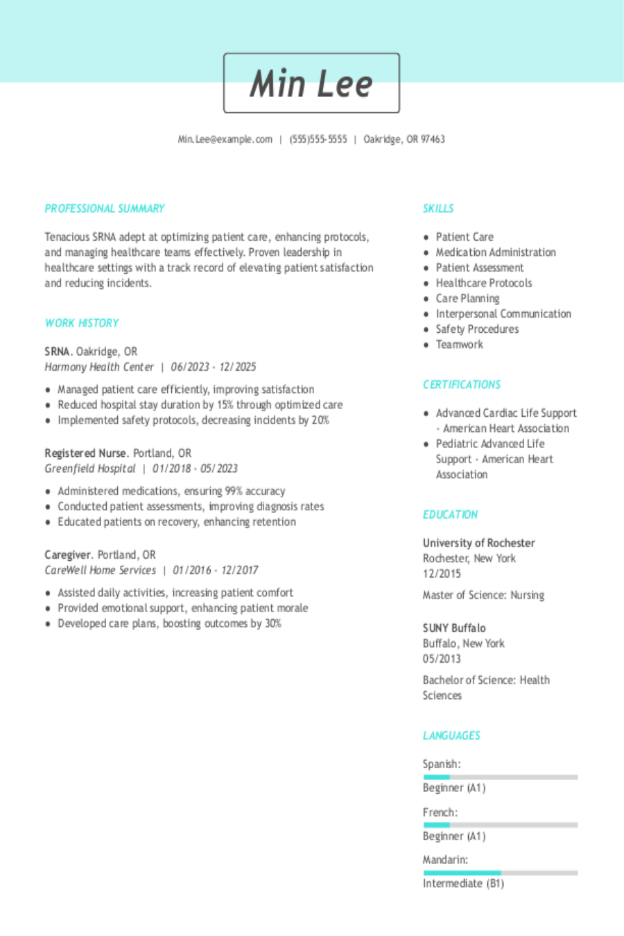 4 Srna Resume Examples, Templates, & Tips for 2026