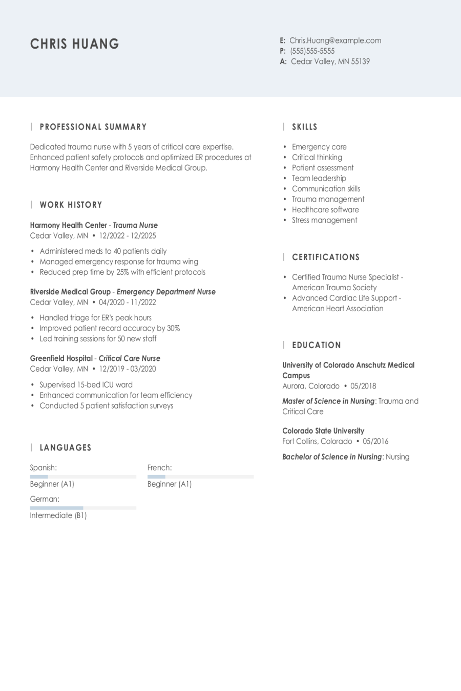 4 Trauma Nurse Resume Examples, Templates, & Tips for 2026