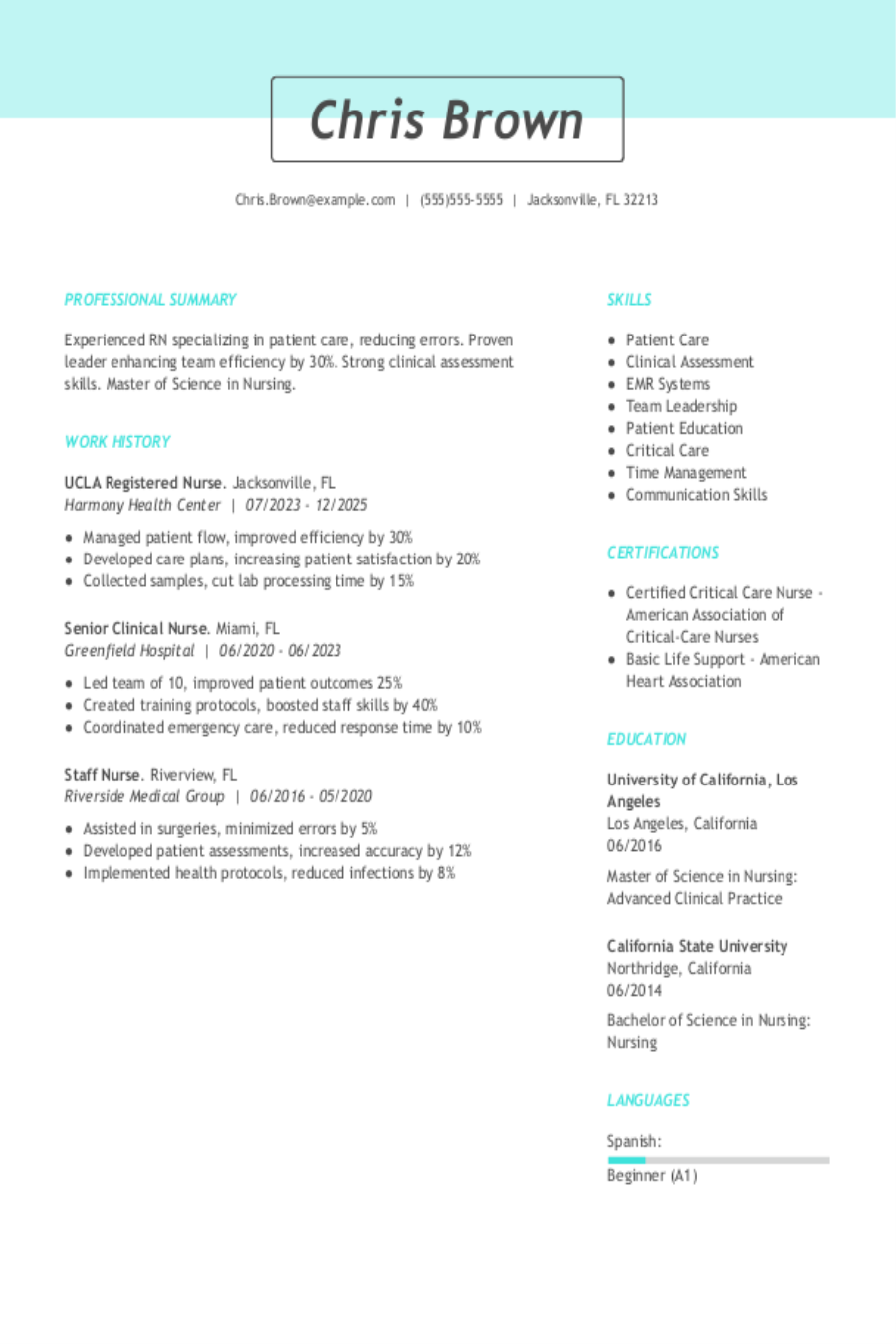 4 UCLA RN Resume Examples, Templates, & Tips for 2025
