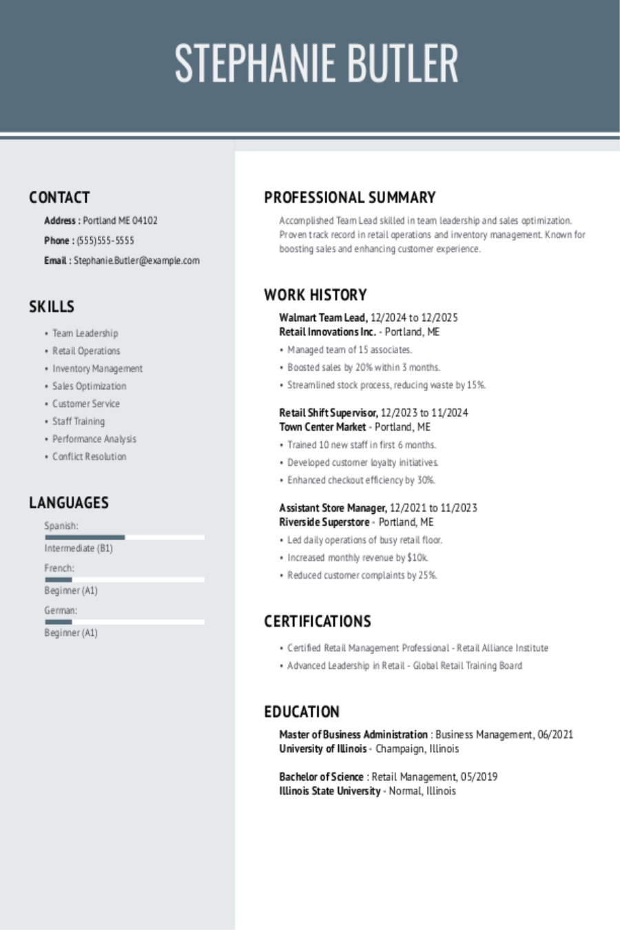 4 Walmart Team Lead Resume Examples, Templates, & Tips for 2025
