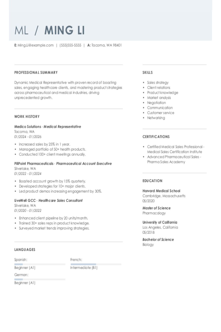 4 Medical Representative Resume Examples, Templates, & Tips for 2026