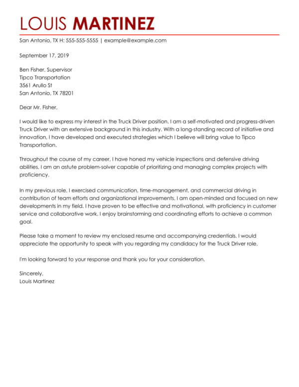 Professional Driving Resume Examples