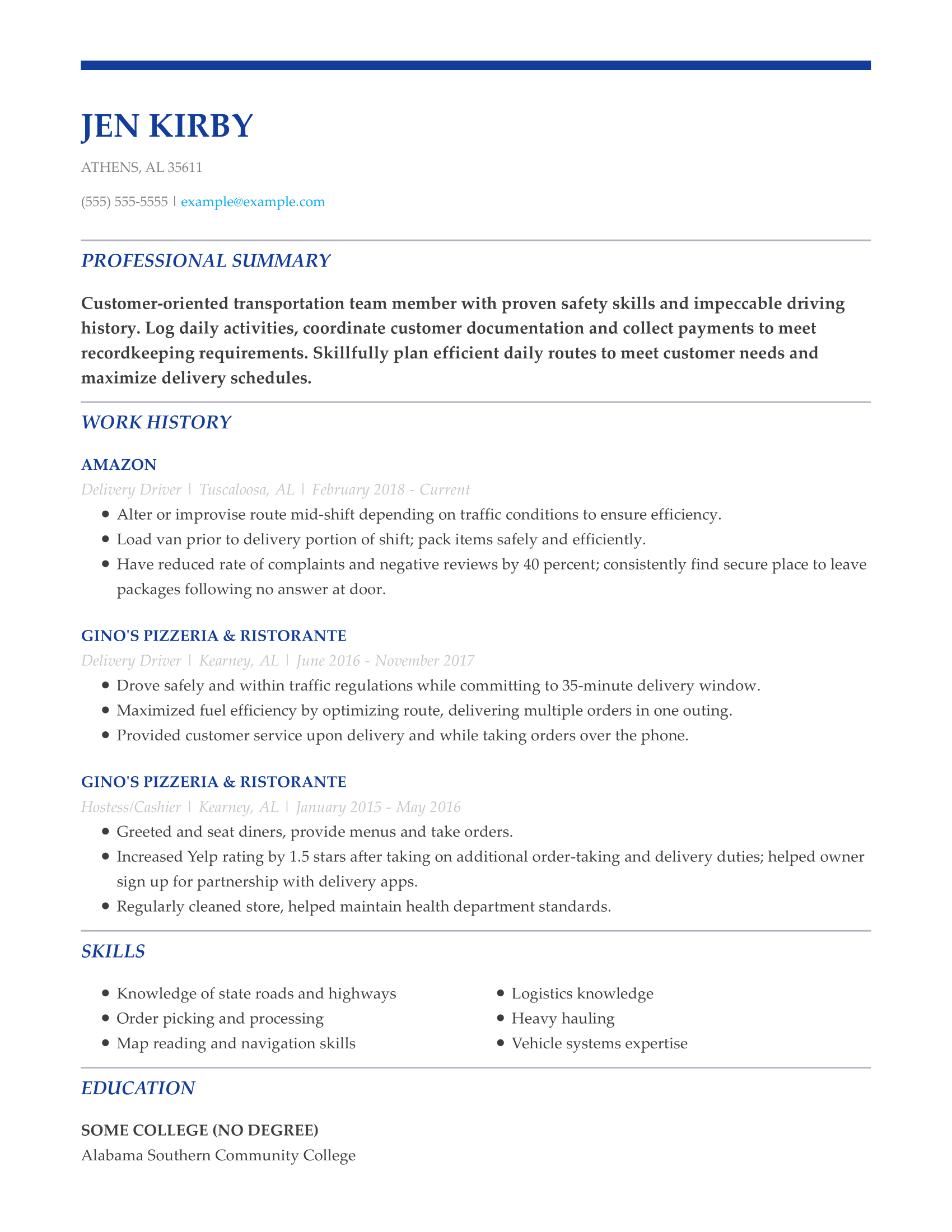 Delivery Driver Resume Examples Driving LiveCareer Delivery Driver Resume Examples Driving LiveCareer