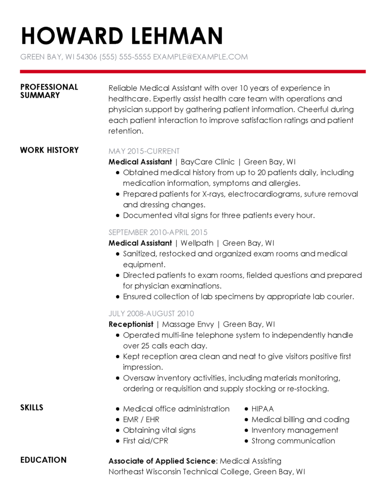 Professional Medical Assistant Resume Examples