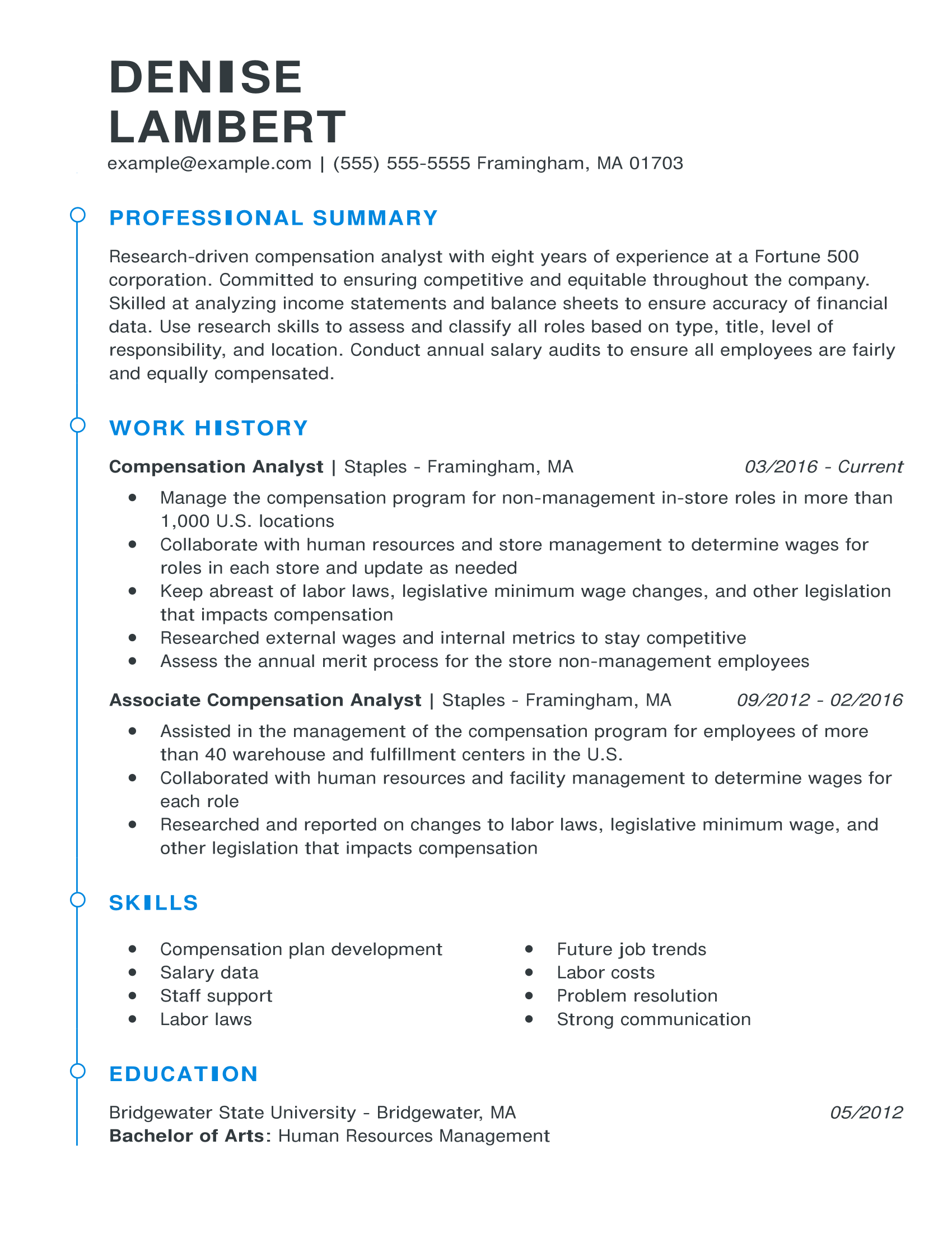 Compensation Manager Resume Compensation Specialist Resume Samples