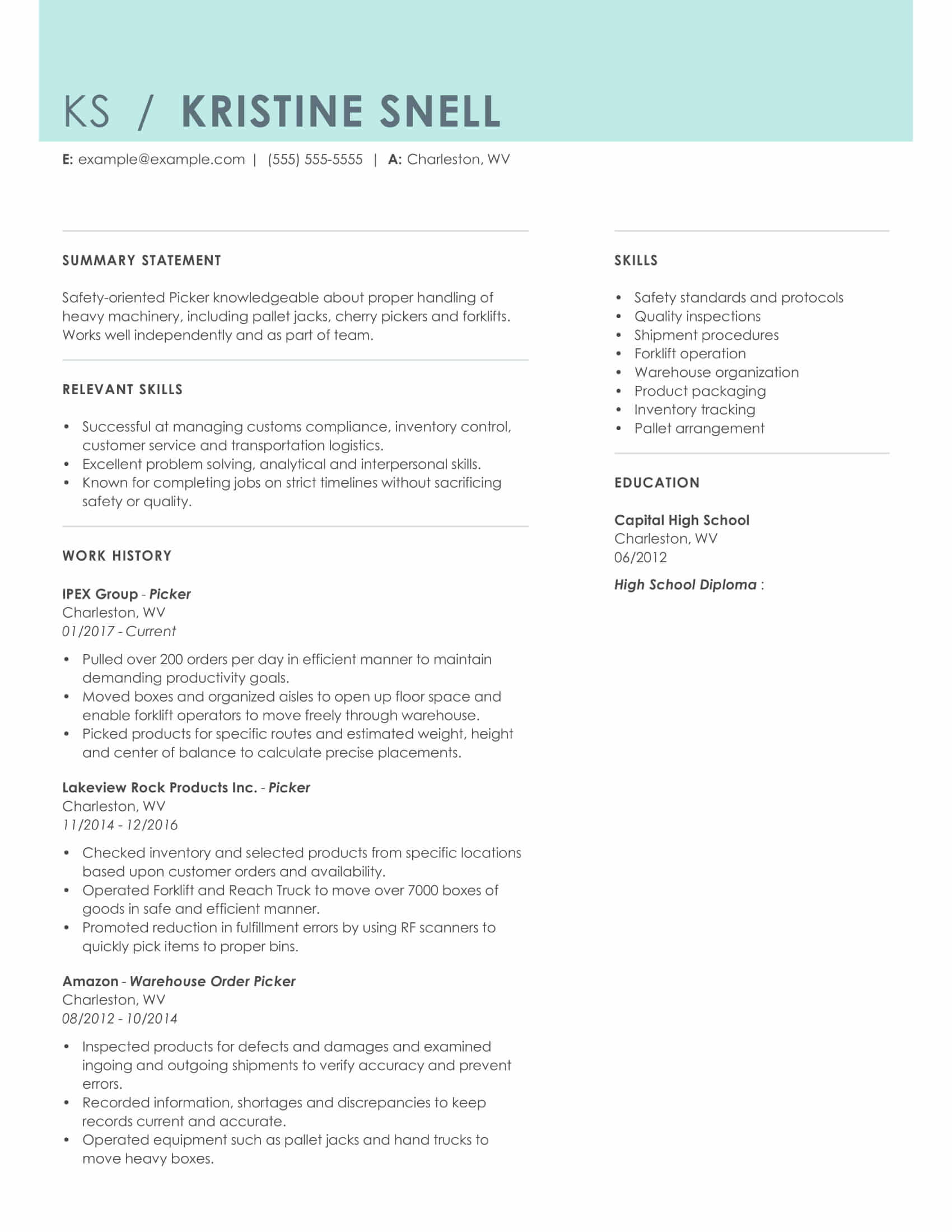 Professional Construction Resume Examples