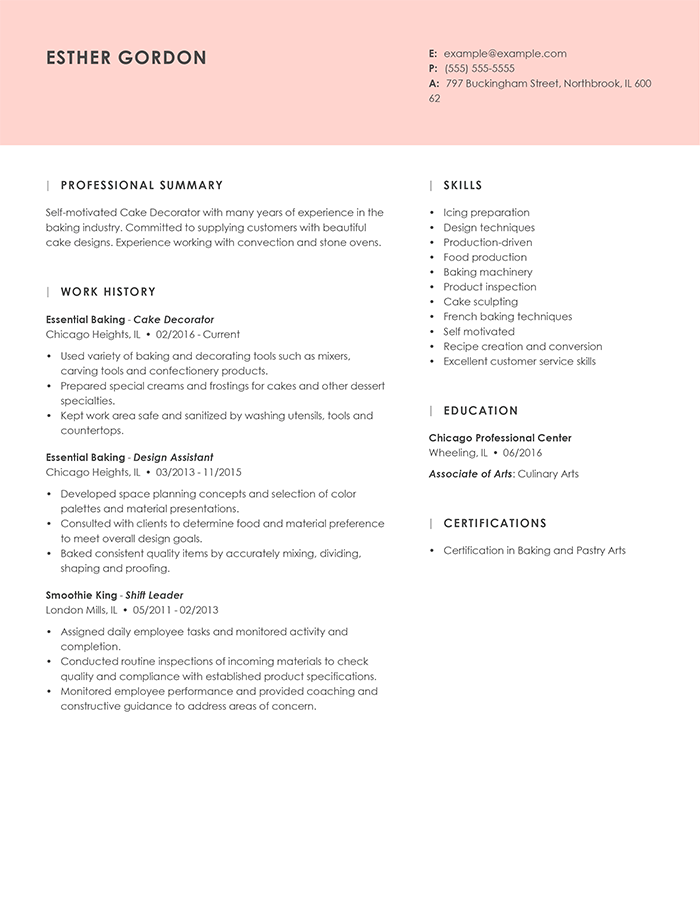 Professional Culinary Resume Examples