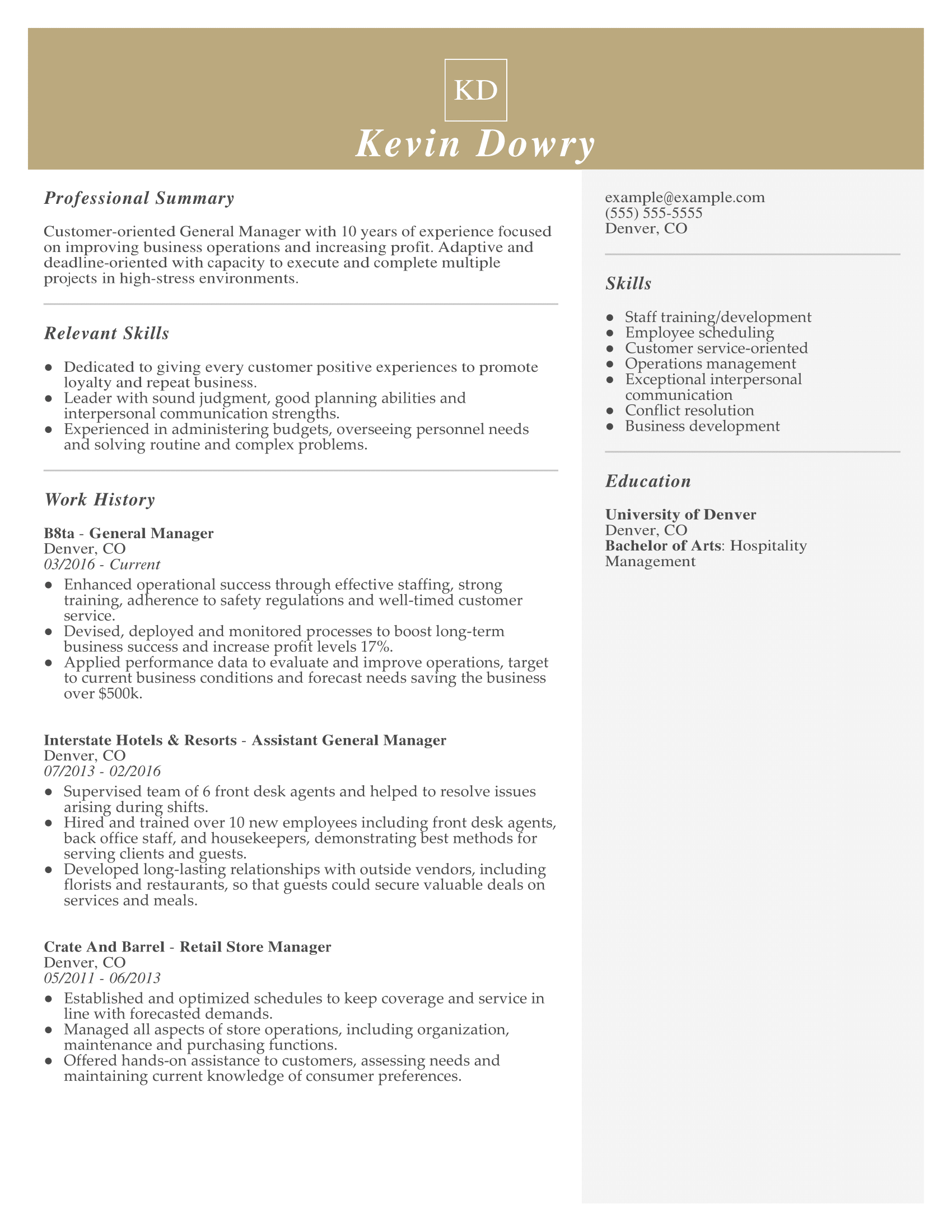 Professional Business Operations Resume Examples