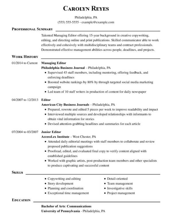 Professional Copywriting Resume Examples