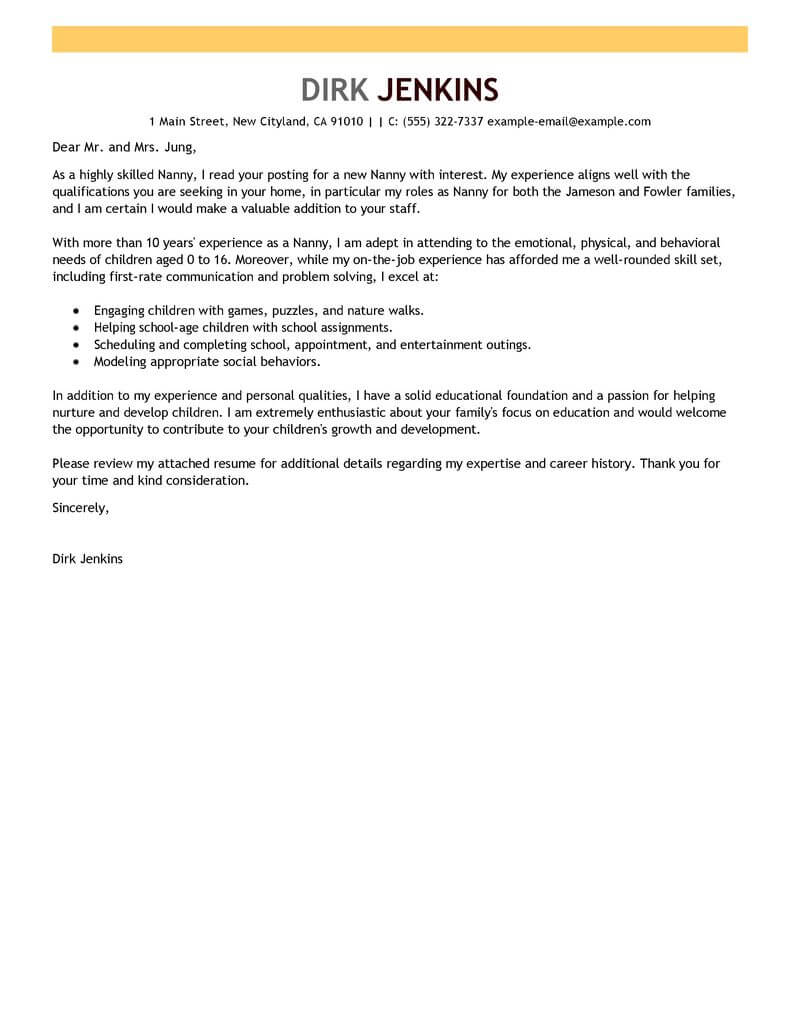 Cover Letter For Nanny Position Cover Letter For Nanny Position