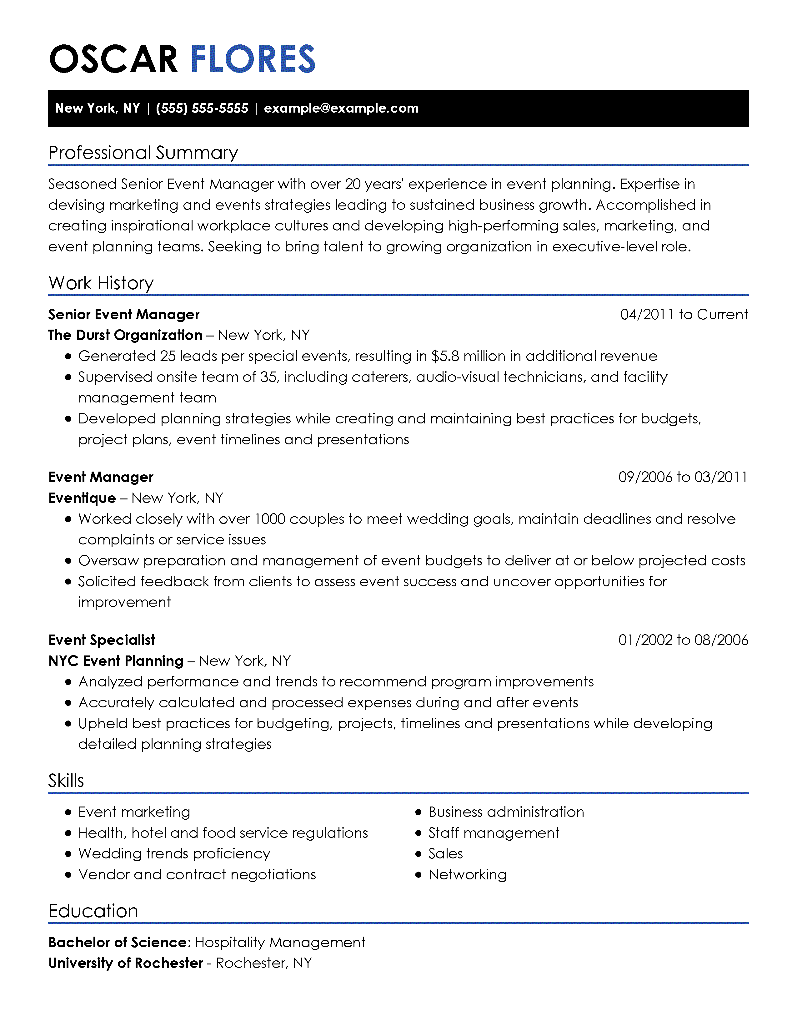 Professional Event Planning Resume Examples Professional Event Planning Resume Examples